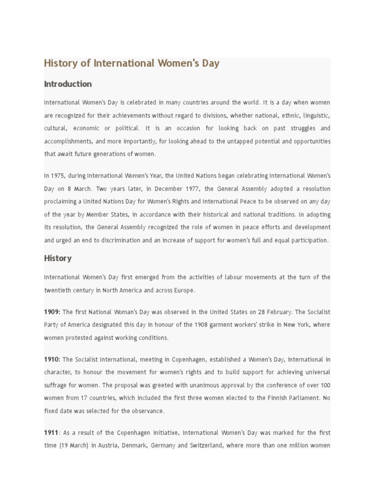 International Women's Day | PDF | Woman | Public Sphere