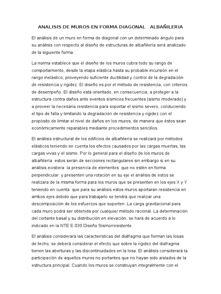 Muros en Diagonal | PDF | Rigidez | Resistencia Eléctrica y Conductancia