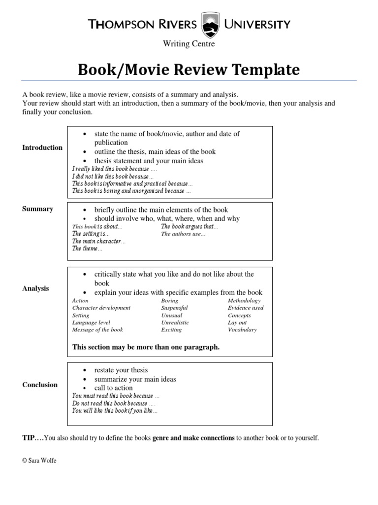 Book Movie Review Template30235 | PDF