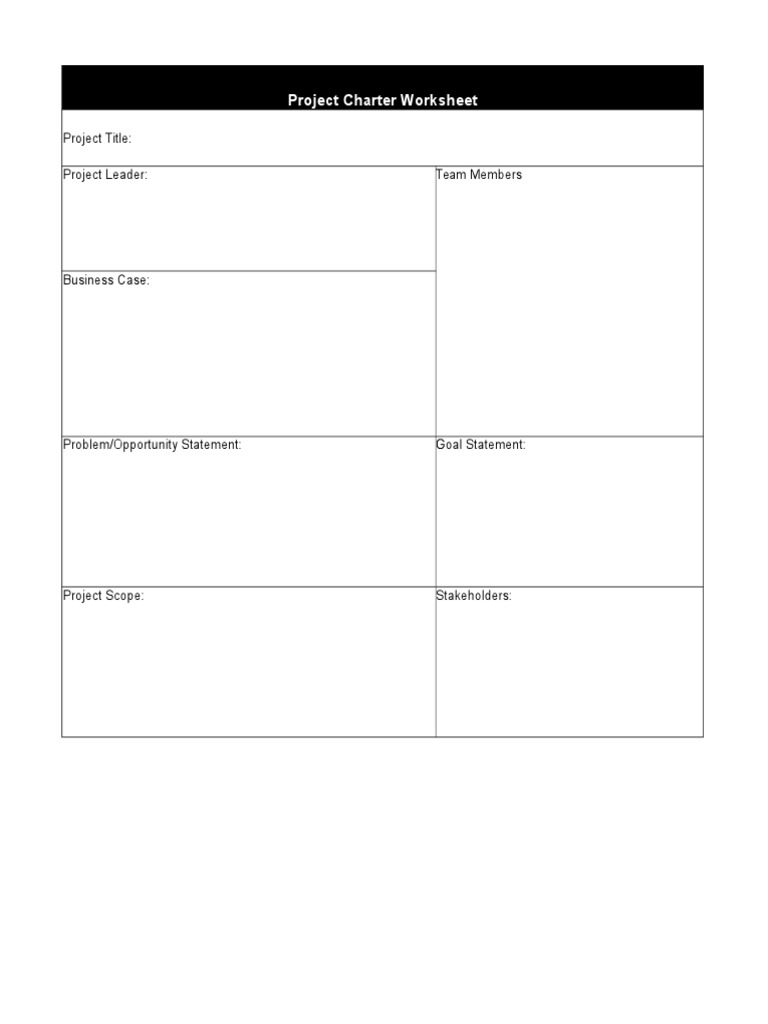 Project Charter Worksheet | PDF
