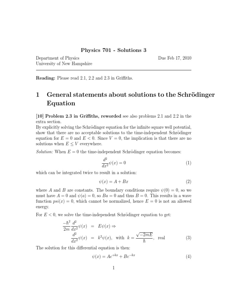 p701 HW3 Solution | PDF | Wave Function | Sine