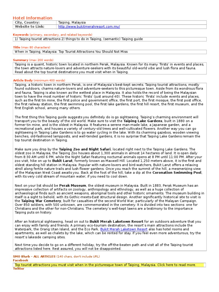 Sample Writing-Article Submission 1 | PDF | Tourist Attractions | Tourism