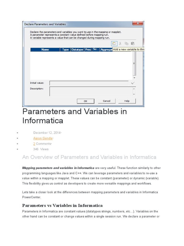 Parameters And Variables In Informatica Pdf Parameter Computer Programming Sql
