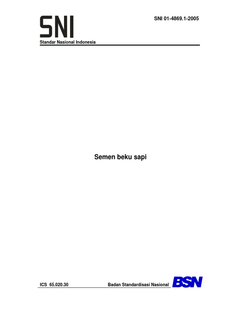 Standar SNI Semen Beku Sapi | PDF | Memasak, Makanan, & Anggur
