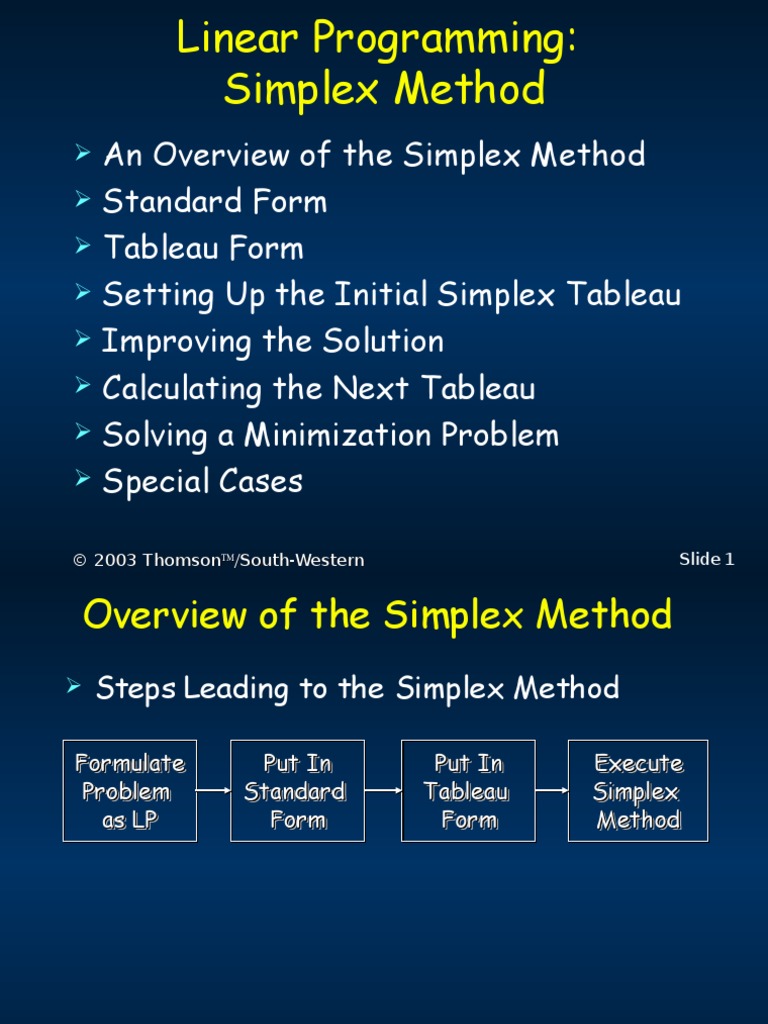 201502271502313 SIMPLEX METHODS LP.ppt | Algebra | Mathematics Of Computing