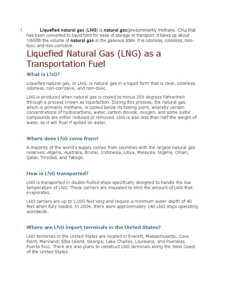 Liquefied Natural Gas | PDF | Liquefied Natural Gas | Chemical Industry