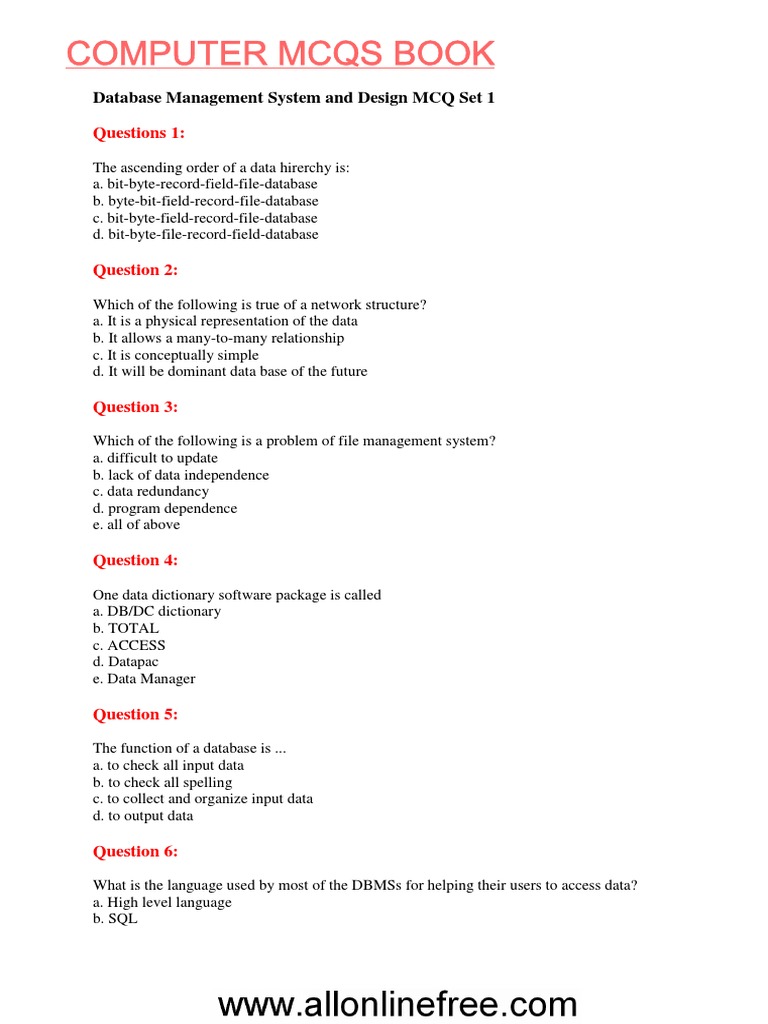 Basic Computer Mcqs | PDF | Databases | Central Processing Unit