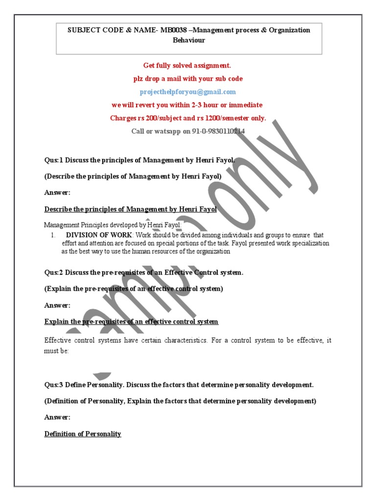 Mba Assignments, Project Synopsis and Question Bank | PDF