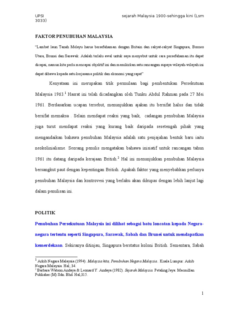 Sejarah Penubuhan Malaysia | PDF