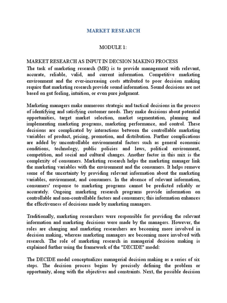 Market Research in Decision Making | PDF | Marketing Research | Marketing