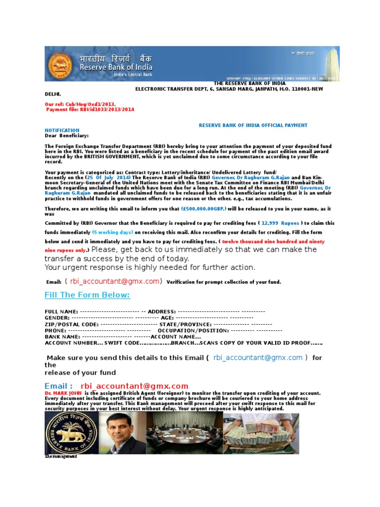 Rbi Form | PDF | Reserve Bank Of India | Email