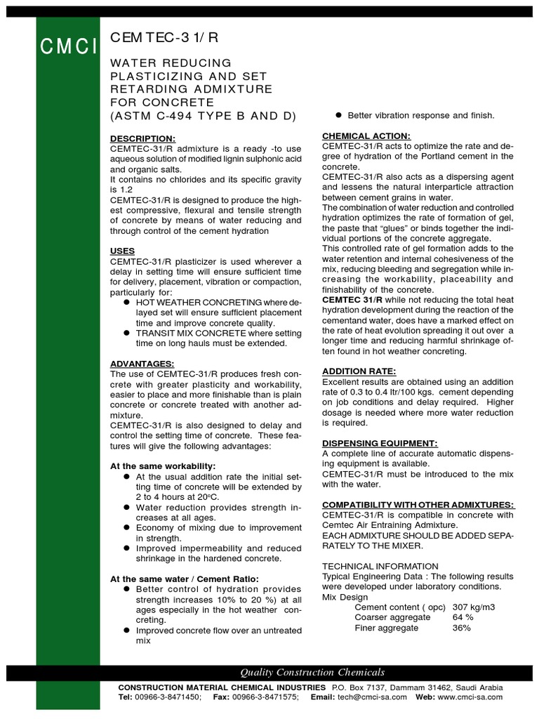 Cemtec 31 R | PDF | Concrete | Building Engineering