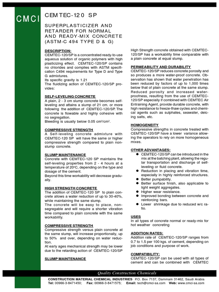 Cemtec 120 SP | Download Free PDF | Concrete | Structural Engineering