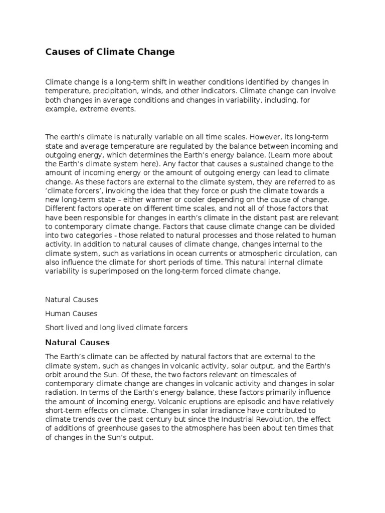 Causes of Climate Change | PDF | Greenhouse Effect | Global Warming