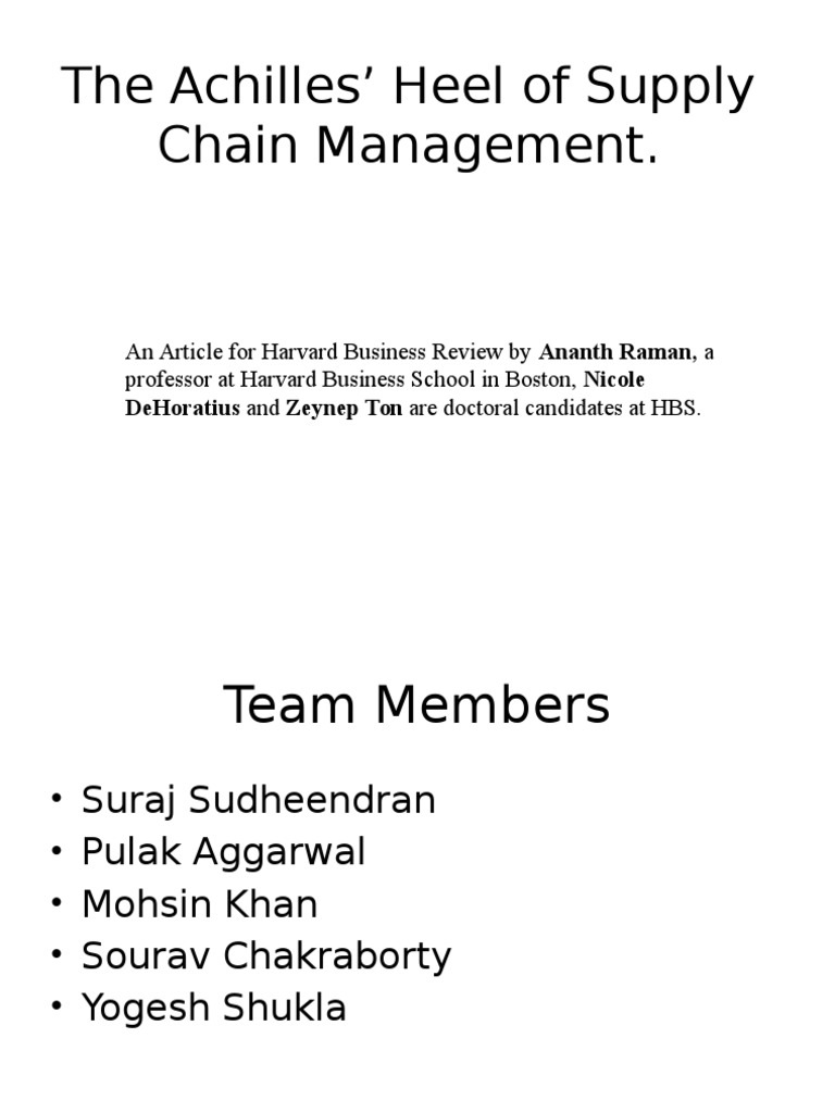 The Achilles' Heel of Supply Chain Management | PDF | Inventory | Retail