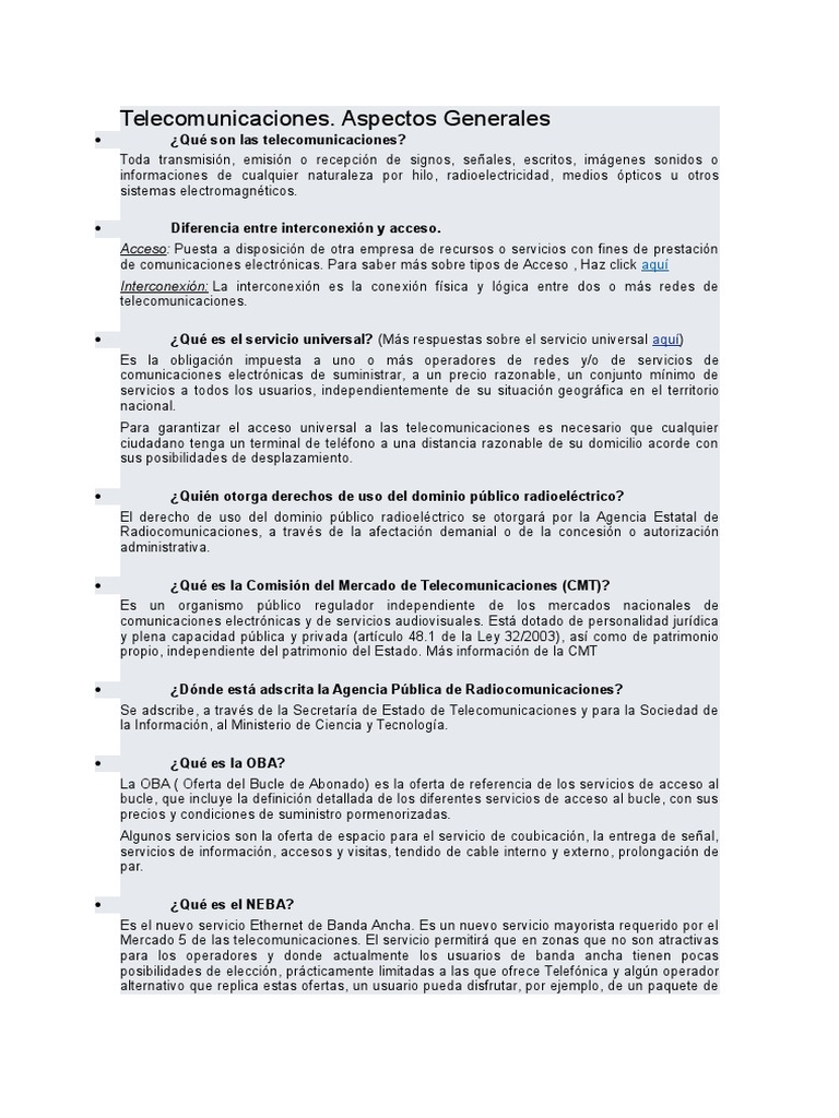 Telecomunicaciones Aspectos-Generales | PDF | Telecomunicación | Banda ancha