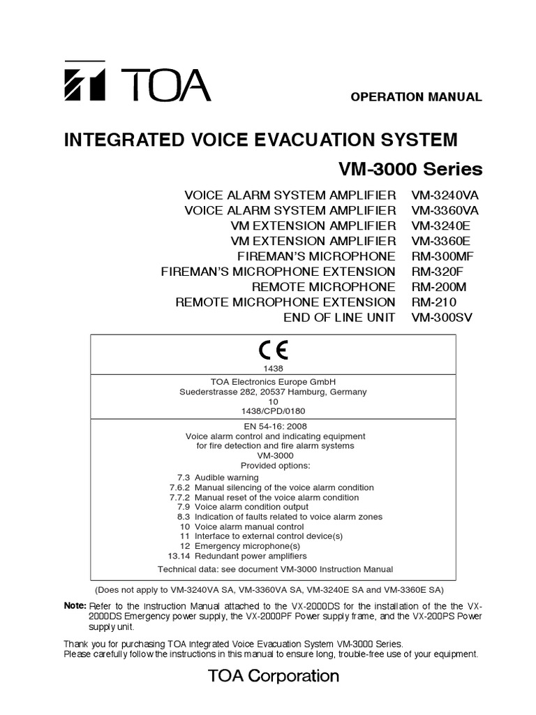 TOA Vm3000 Operate e | PDF | Amplifier | Power Supply