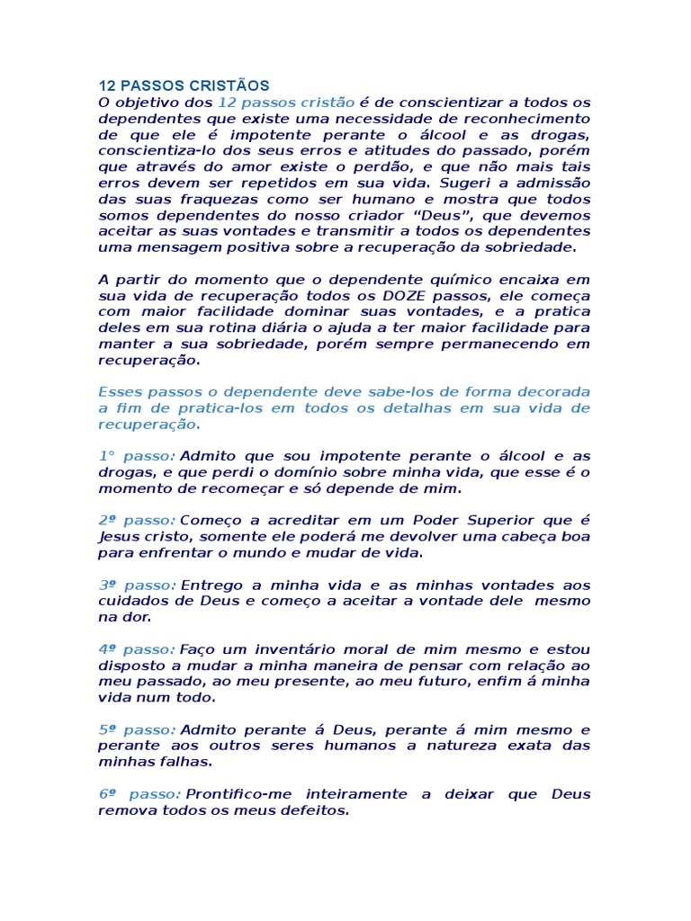 12 passos cristãos recuperação | PDF | Deus | Vida