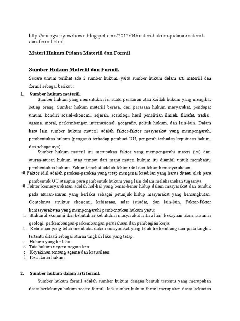 Hukum Materiil Dan Hukum Formil | PDF