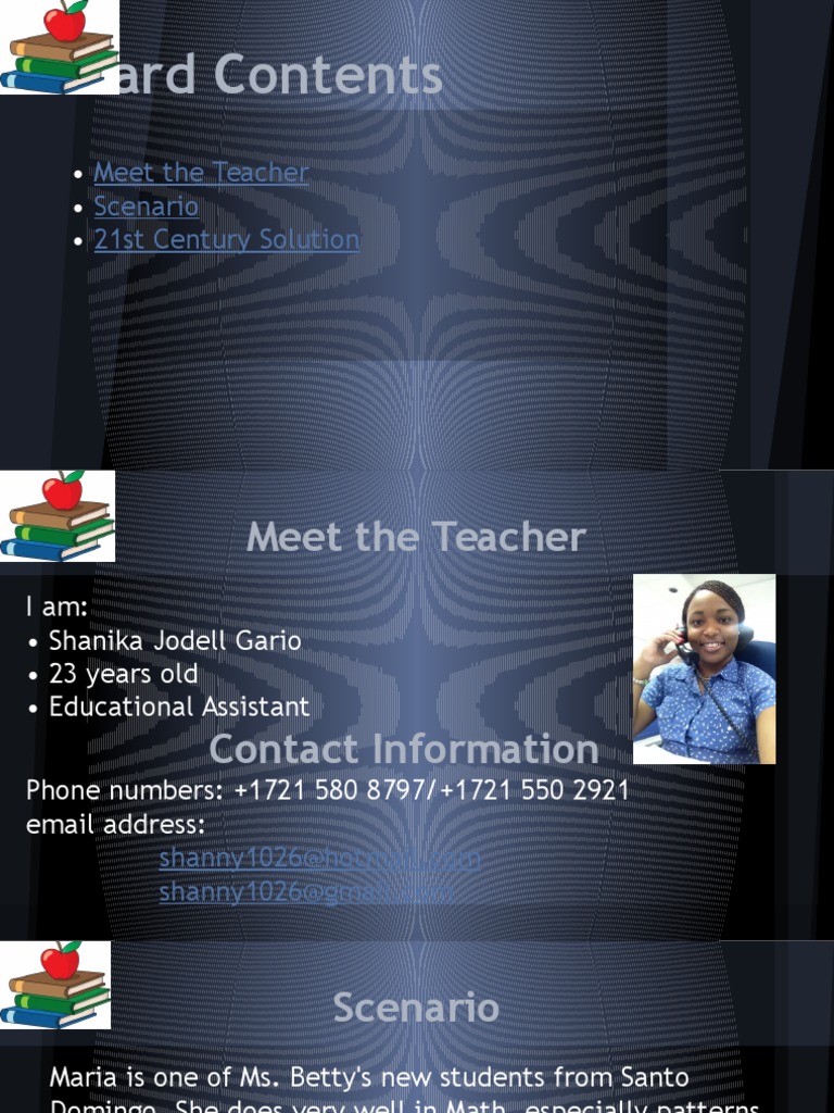 Card Contents: Meet The Teacher Scenario 21st Century Solution | PDF