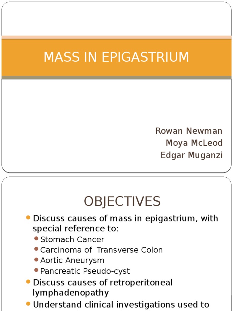 Epigastric Masses: Causes and Diagnosis | PDF | Gastroenterology | Anatomy