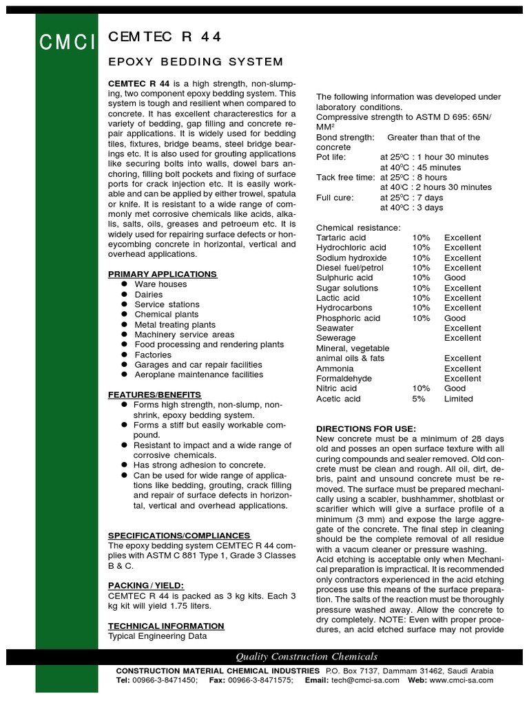 Cemtec R44 | PDF | Epoxy | Acid