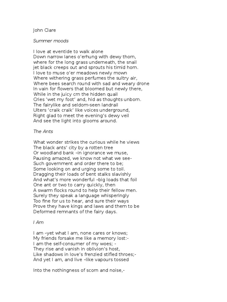 An Analysis of John Clare's Poetry on Nature, Identity, and Rural Life ...