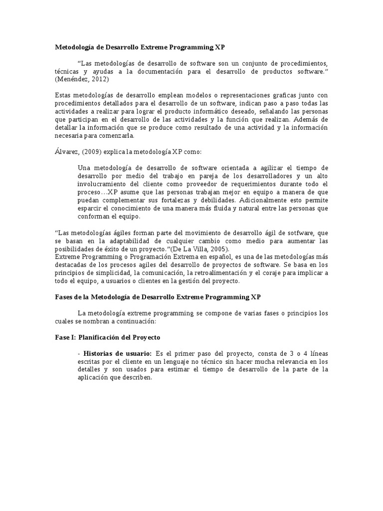 Metodología de Desarrollo Extreme Programming XP | PDF | Software ...