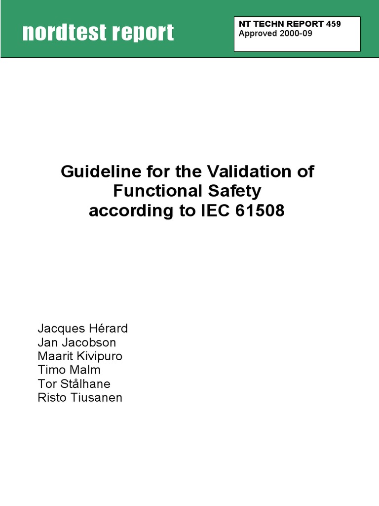 NT TR 459 - Guideline For The Validation of Functional Safety According ...