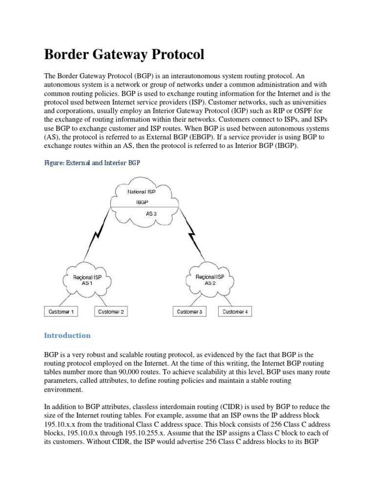 Border Gateway Protocol: Figure: External and Interior BGP | PDF | Routing | Router (Computing)