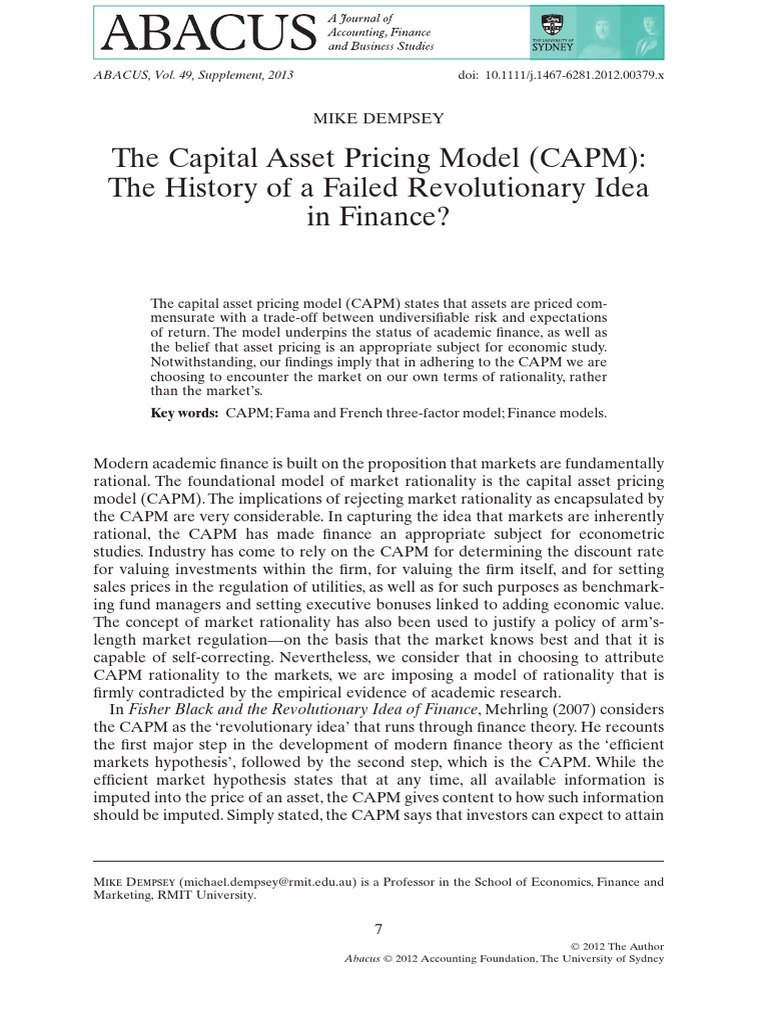 The Capital Asset Pricing Model (CAPM) | PDF | Capital Asset Pricing ...