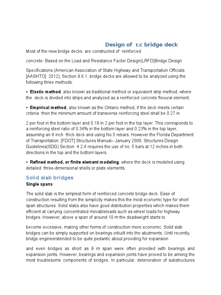 Design of R.C Bridge Deck: Solid Slab Bridges | PDF | Bridge | Precast ...