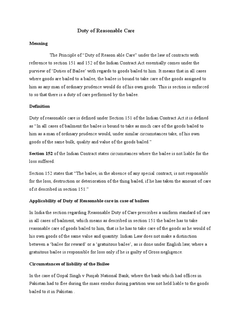 Duty of Reasonable Care | PDF | Duty Of Care | Negligence