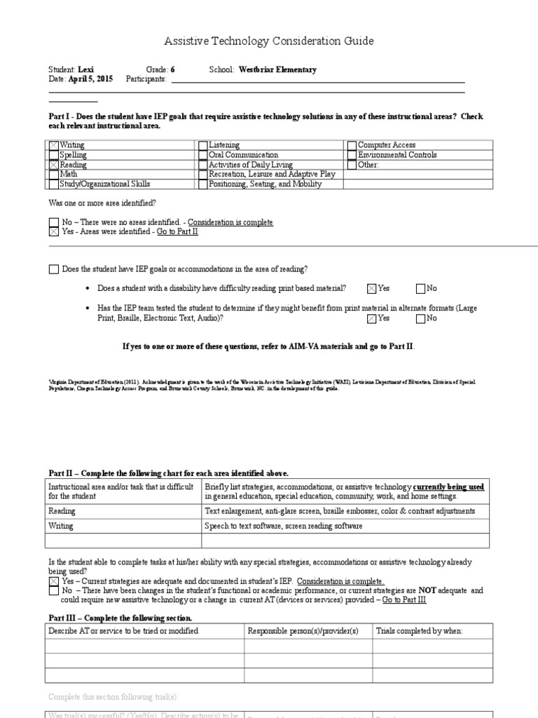 Assistive Technology Guide for IEPs | PDF | Individualized Education ...