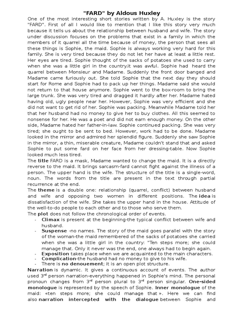 FARD Analysis | PDF | Plot (Narrative)