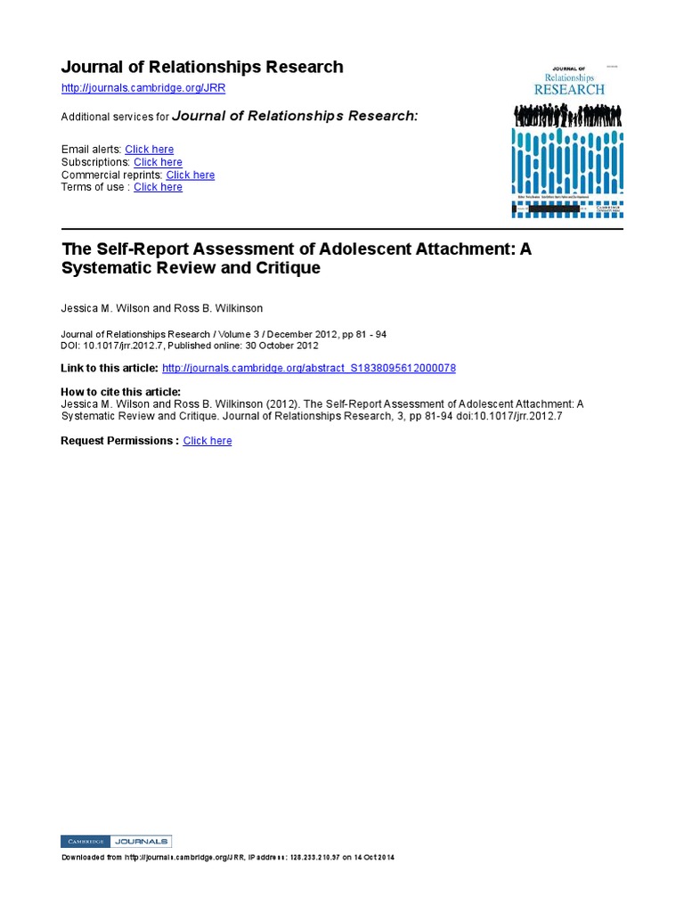 Adolescent Attachment Assessment Review | PDF | Attachment Theory ...