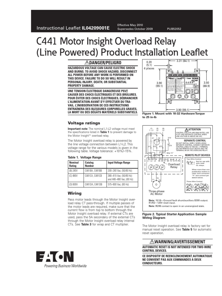 C441 Motor Insight Overload Relay | PDF | Relay | Electric Motor