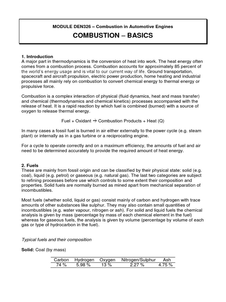Combustion - Basics | PDF | Mole (Unit) | Combustion