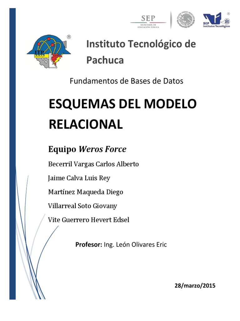 Esquemas Del Modelos Relacional | PDF | Modelo relacional | Base de ...