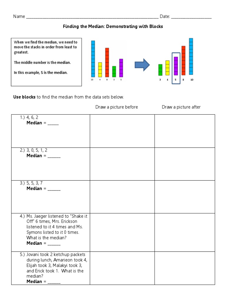 Finding the Median with Blocks Activity | PDF