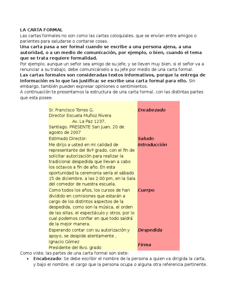 La Carta Formal e Informal | PDF