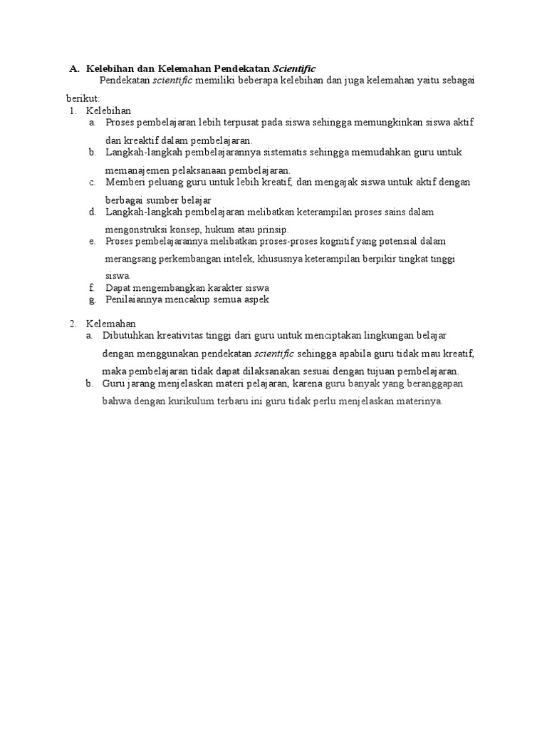 New Kelebihan Dan Kelemahan Pendekatan Scientific | PDF