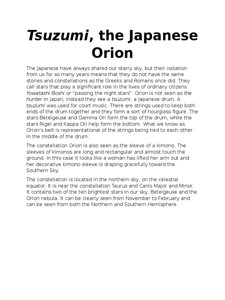 Japanese Orion | PDF