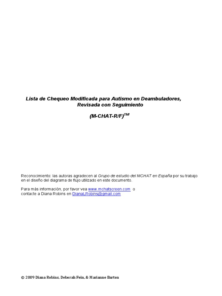 M CHAT RF Versión Castellana | PDF | Autismo | Juguetes