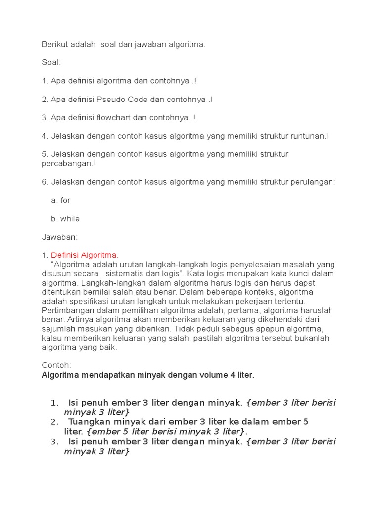 Soal Algoritma With Jawaban | PDF