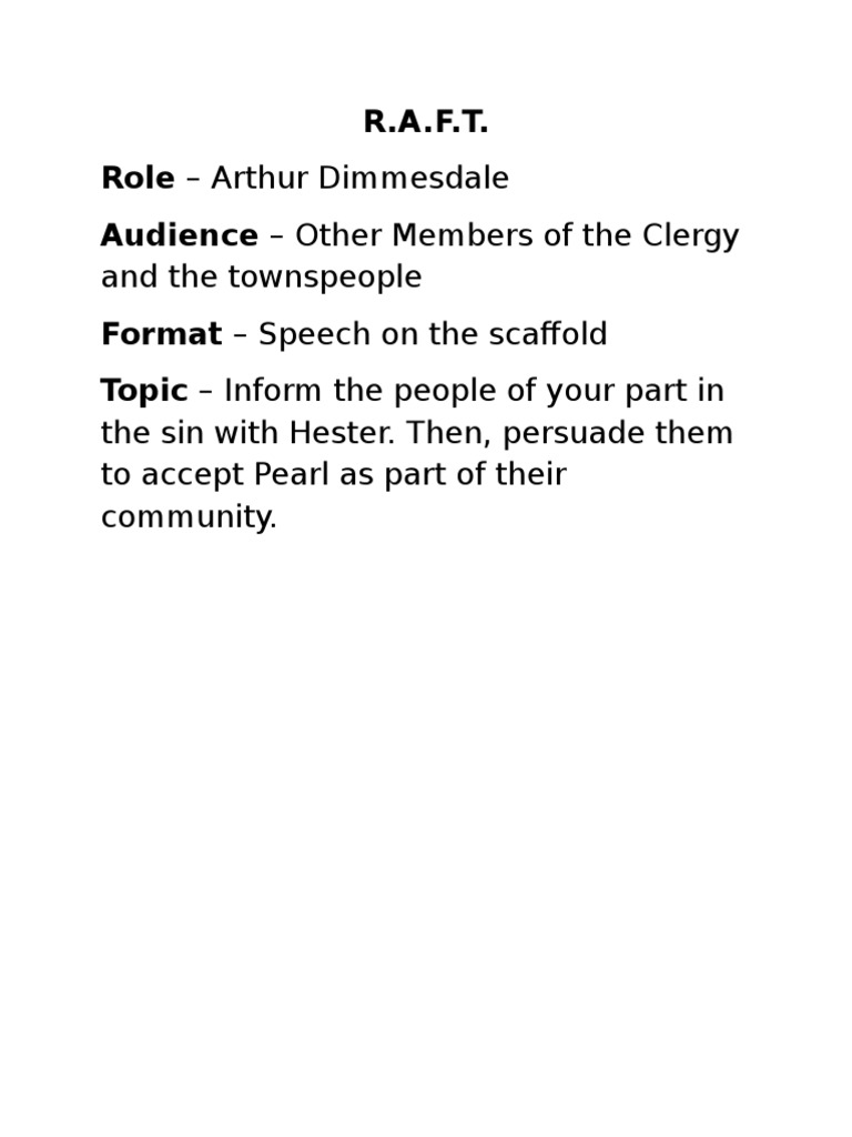 Scarlet Letter RAFT Assignment | PDF