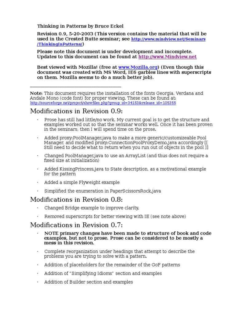 Thinking in Patterns (Bruce Eckel) | PDF | Class (Computer Programming) | Object (Computer Science)