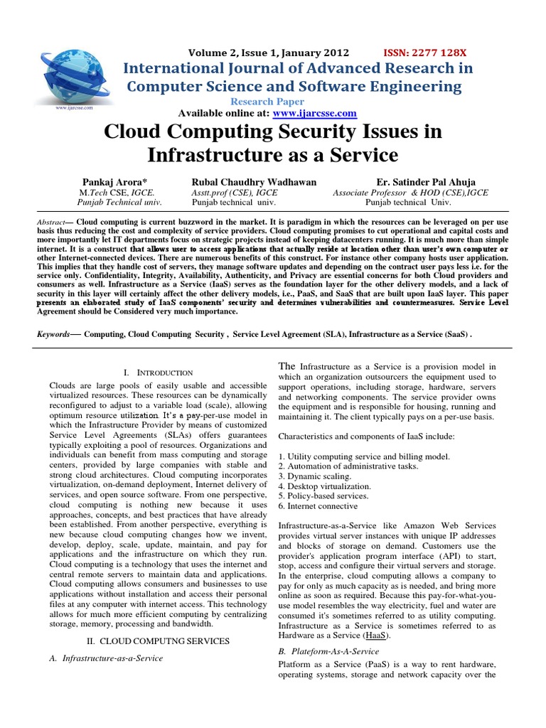Cloud Computing Security Issues in Infrastructure As A Service | PDF ...