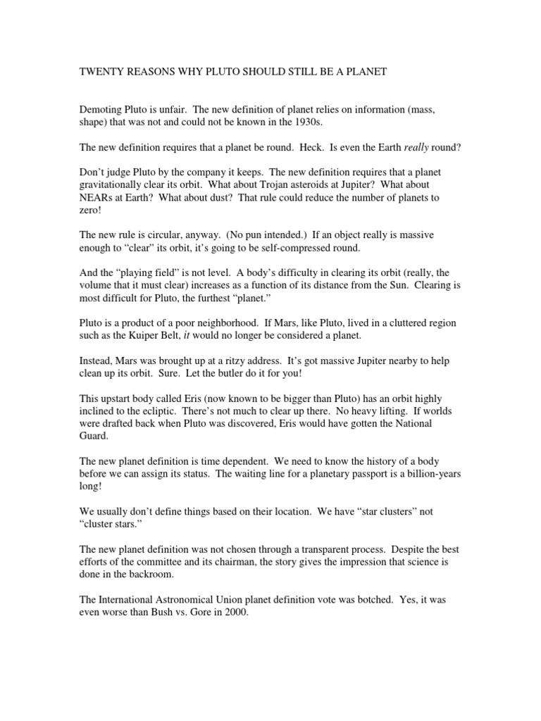 12 Reasons Why Pluto Should Still Be A Planet | PDF | Pluto | Planets