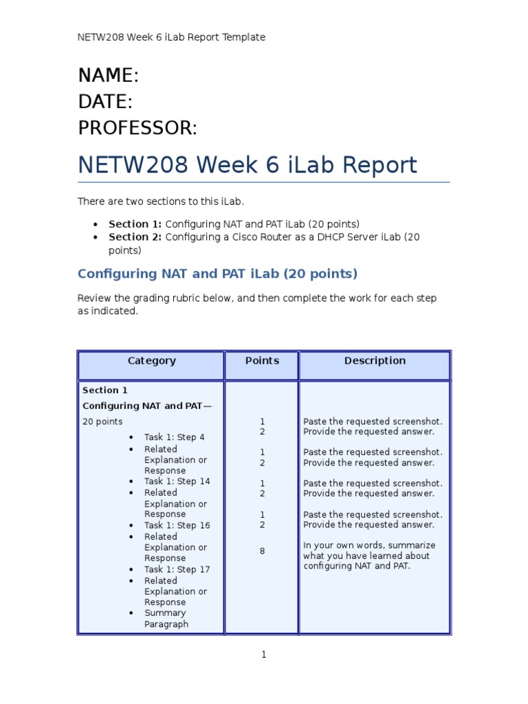 Documents - NETW208 W6 ILab Report Template | PDF | Network Architecture | Internet Architecture